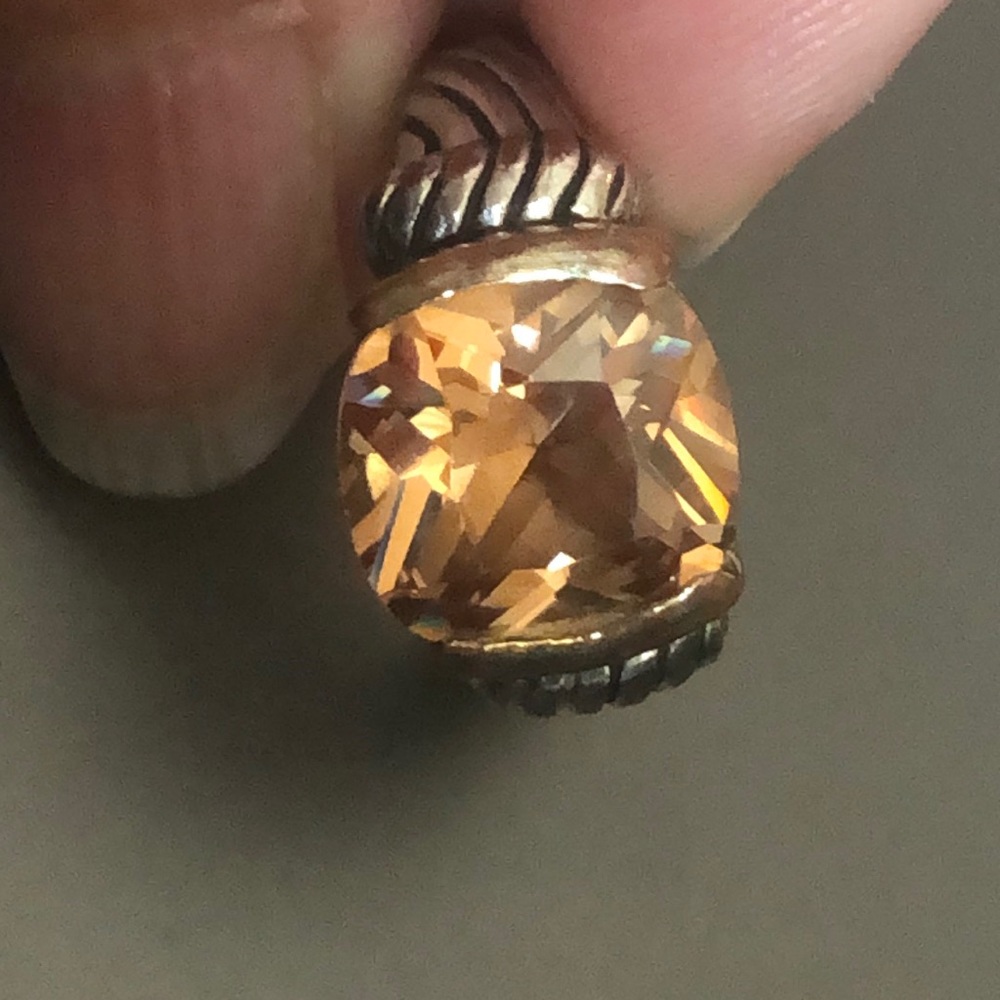 Vintage 18k Electroplate Peach Stone Ring - Gem